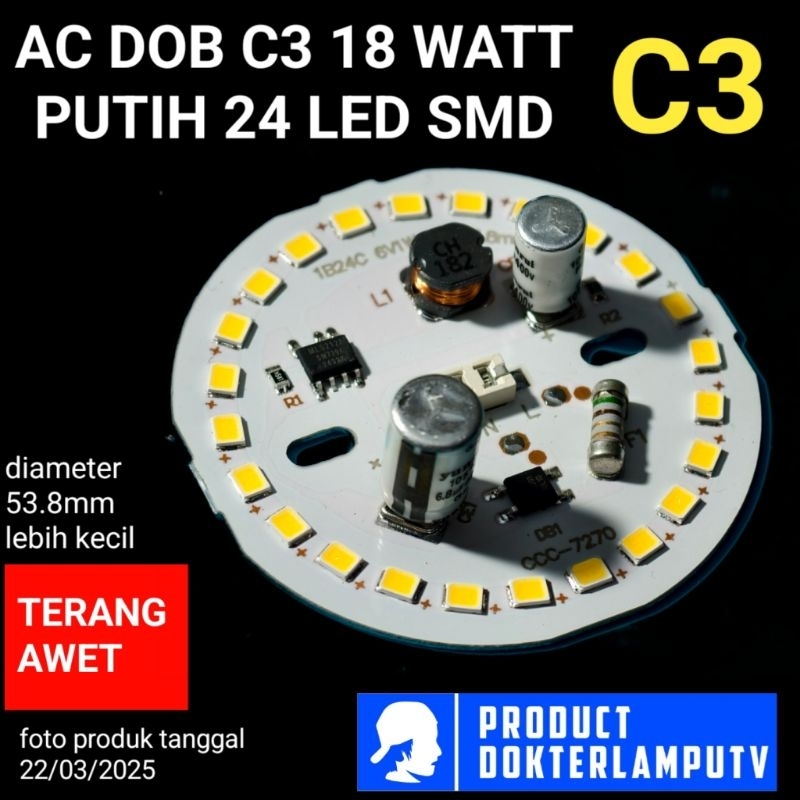 Jual LED AC DOB 3C 18W KECIL 220V PUTIH DIAMETER KECIL | Shopee Indonesia
