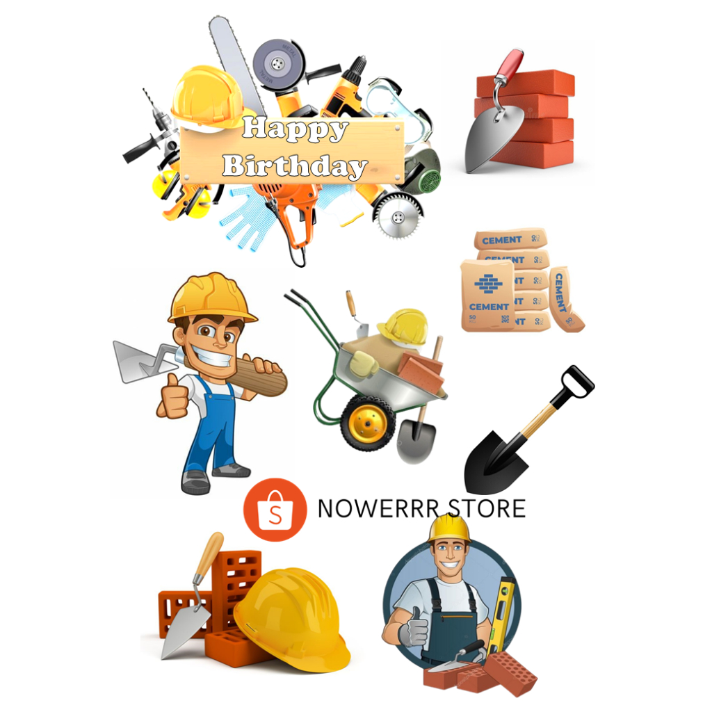 Jual PROYEK BANGUNAN/ Topper Cake Proyek Sipil Custom Nama/Hiasan Kue ...