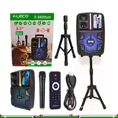 Jual SPEAKER BLUETOOTH FLECO F 8809 LED 8'5 INCH FREE MIC WIRELESS KARAOKE + REMOTE + STAND ...