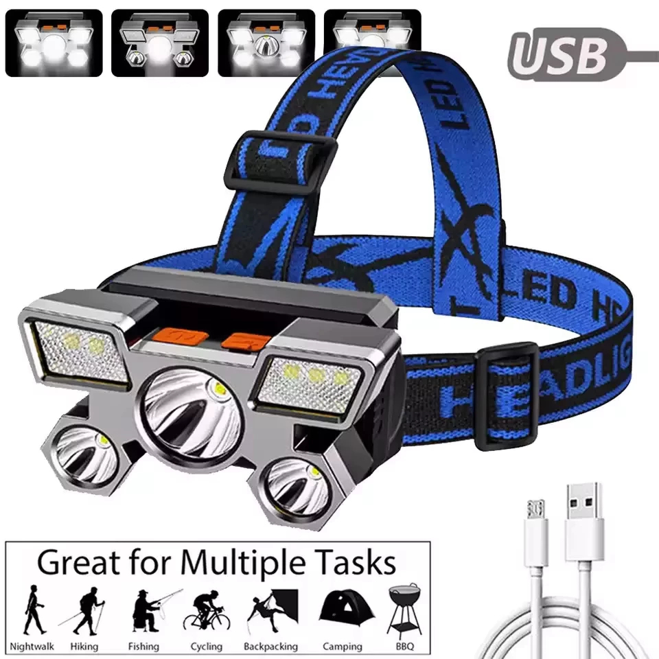 Jual Headlamp Senter Kepala 5 LED || Lampu Camping Hiking Outdoor ...
