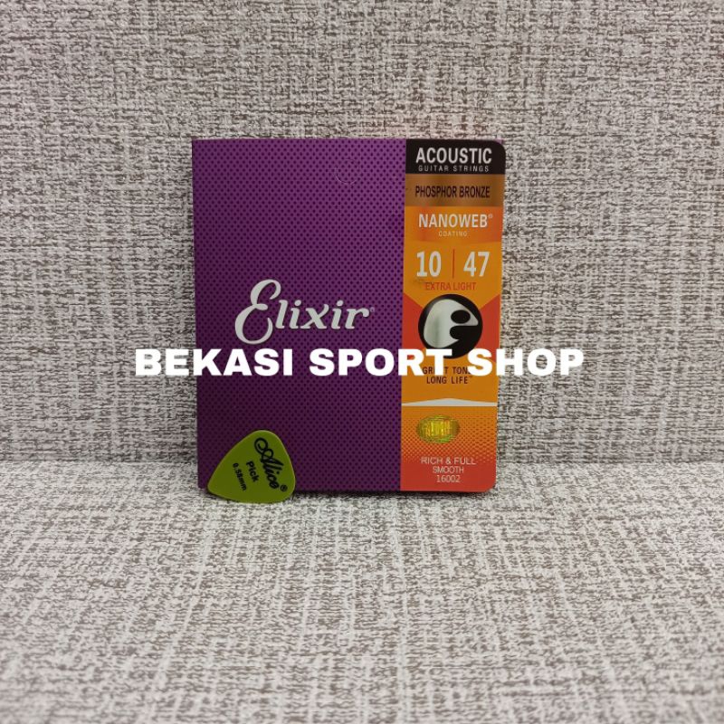 Jual Senar Gitar Elixir Nano Web Akustik Acoustic Anti/Tahan Karat 010/047 Satu set ORIGINAL ...