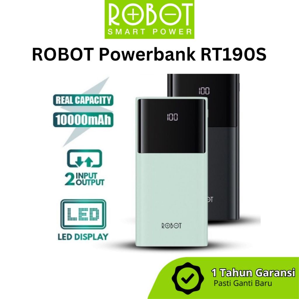 Jual ROBOT RT190S T Powerbank 10000mAh 5V/2A Dual Input Output Port ...