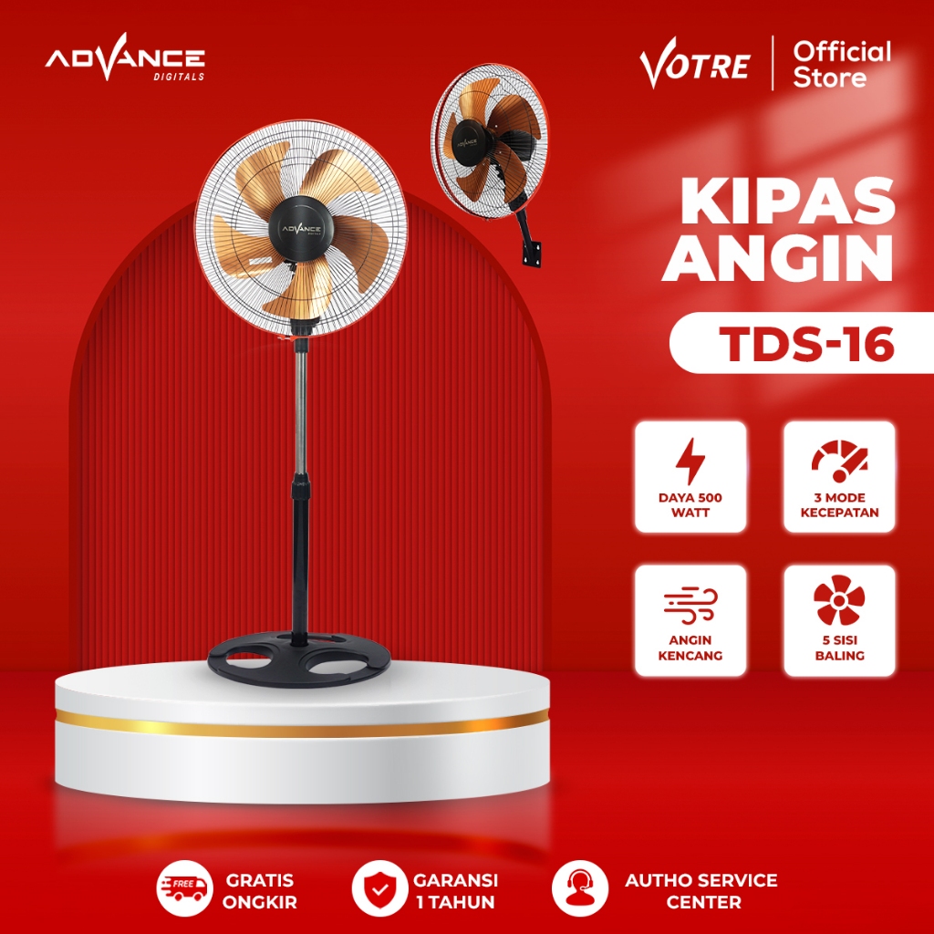 Jual Advance Kipas Angin 2in1 TDS-16 Stand/Desk/Wall Fan Kipas Tornado ...