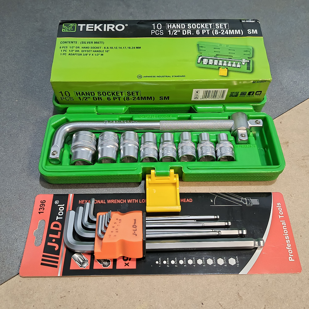 Jual Tekiro Hand Socket Set 10 Pcs 1/2" Dr 6 Pt 8 - 24 Mm 1 Box / Kunci Shock Sok Set 10 Pc ...