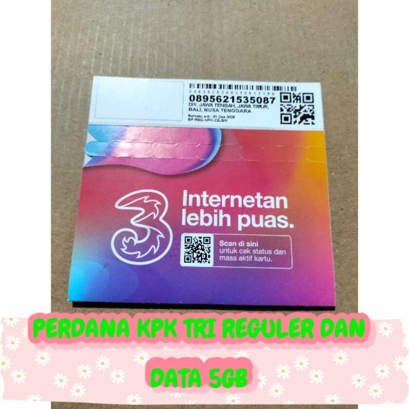 Jual PERDANA KPK TRI REGULER DAN KUOTA 5GB | Shopee Indonesia