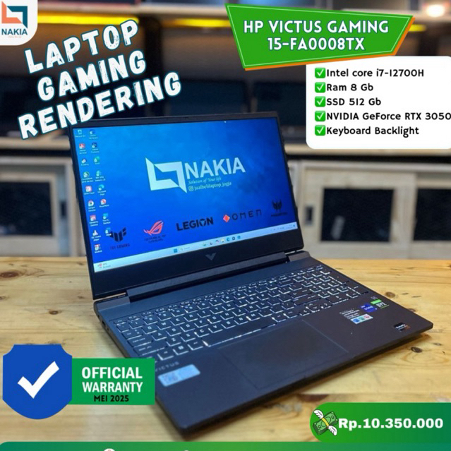 Jual HP VICTUS GAMING 15-FA0008TX intel core i7-12700H ram 8gb, SSD ...
