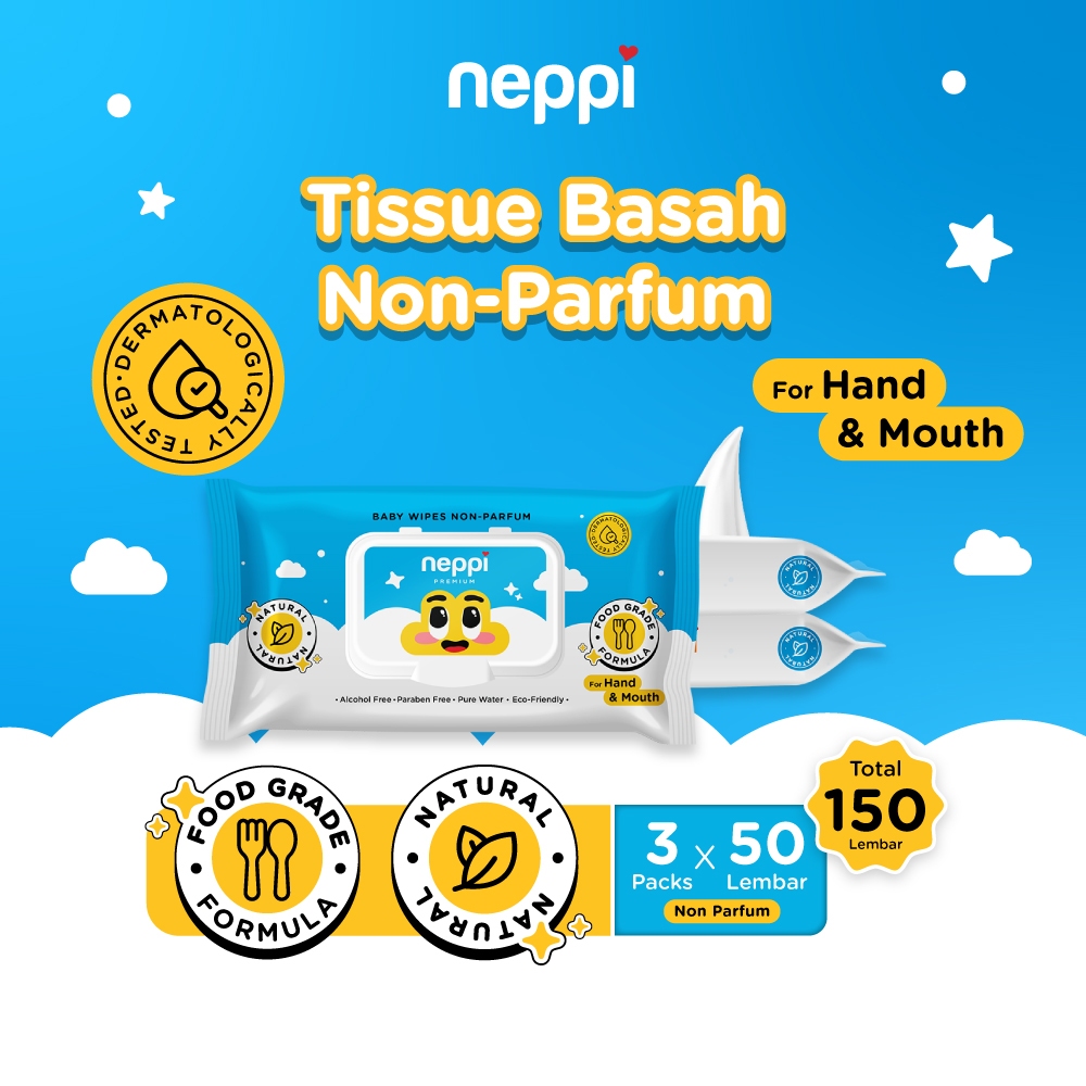 Jual (3 Pcs x 50 Lembar) Neppi Premium Wipes Non Parfum Tisu / Tissue ...