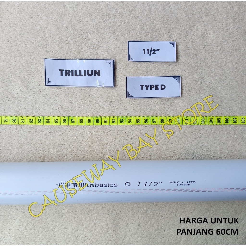 Jual Pipa PVC 1 1/2" D PANJANG 60CM TRILLIUN | Shopee Indonesia