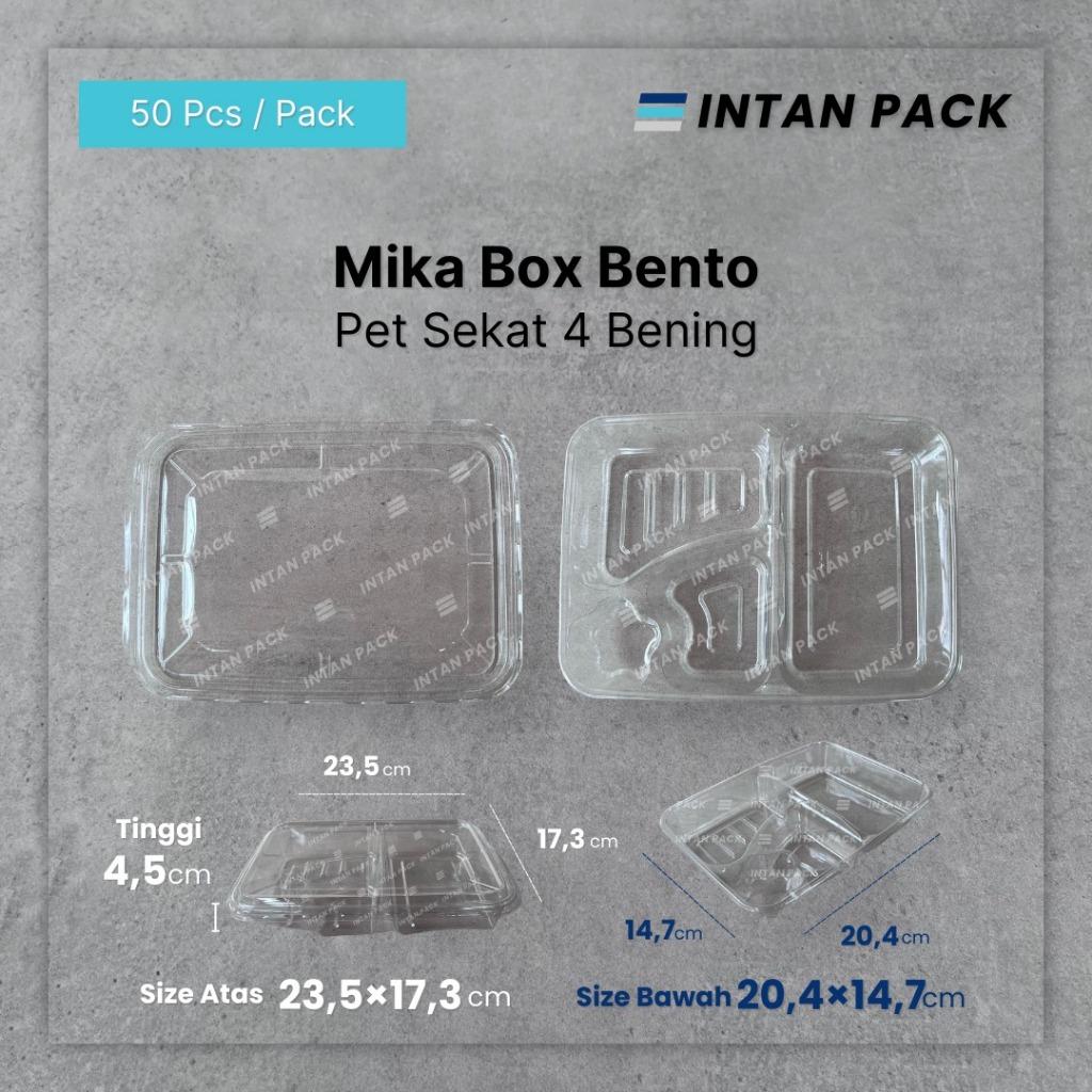 Jual Mika Tray Box Bento Bening Sekat 4 Bintang Clear Katering (50 pcs ...
