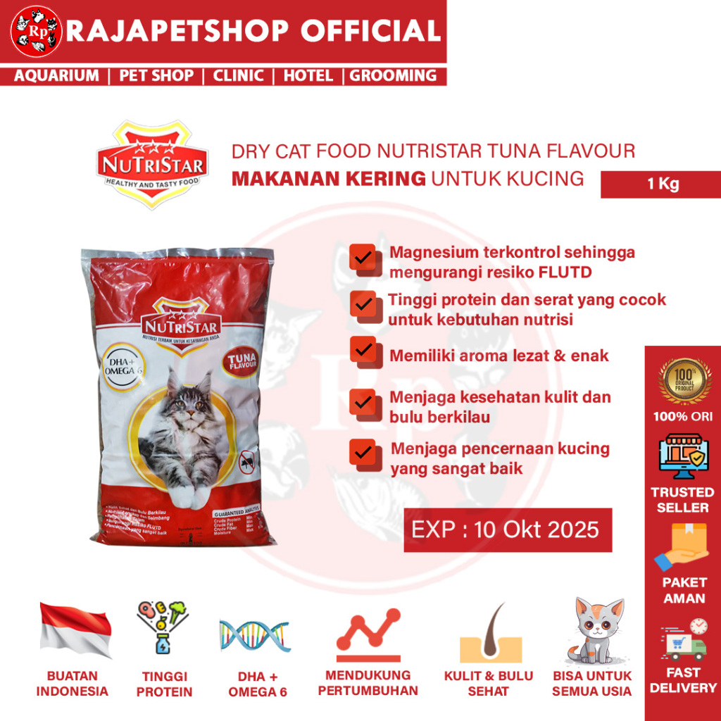 Jual ( PAKAN ) NUTRISTAR DRY CAT FOOD TUNA REPACK 1 KG PAKAN KERING ...