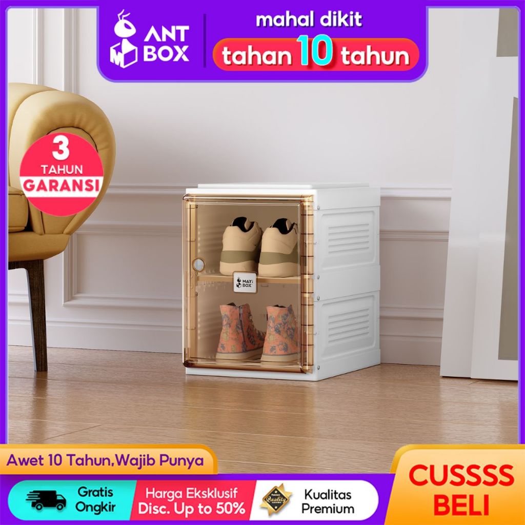 Jual ANTBOX Rak Sepatu 1 Baris 2 Pasang Lipat Anti Debu | Rak Sepatu ...