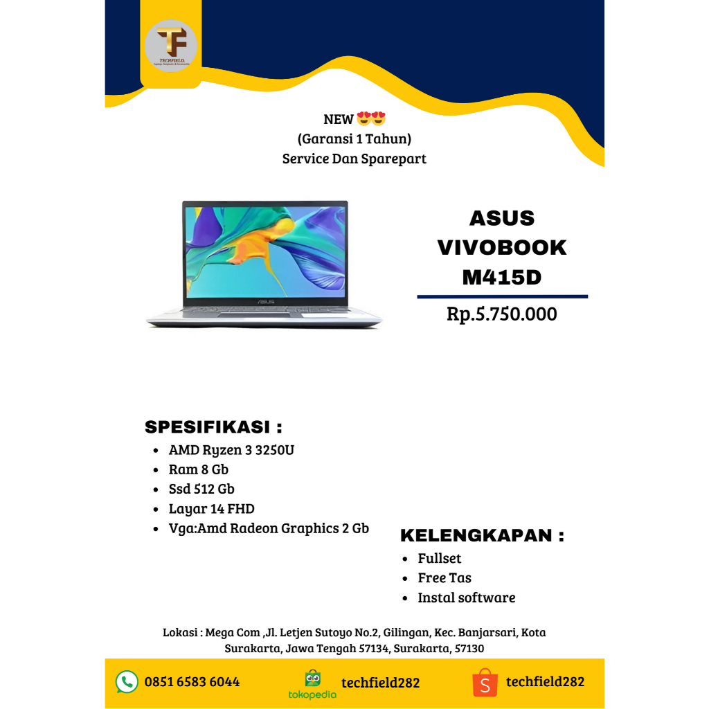 Jual NEW-UNTUK KEBUTUHAN SEKOLAH DAN KERJA KALIAN-ASUS VIVOBOOK M415D ...