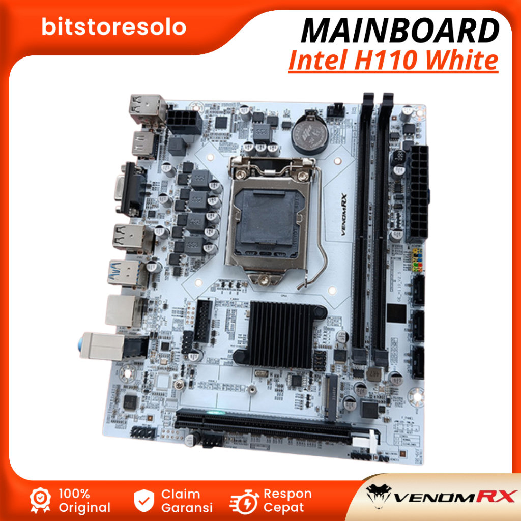 Jual Motherboard VenomRX Intel H110 White M.2 LGA1151, Intel H110, DDR4 ...