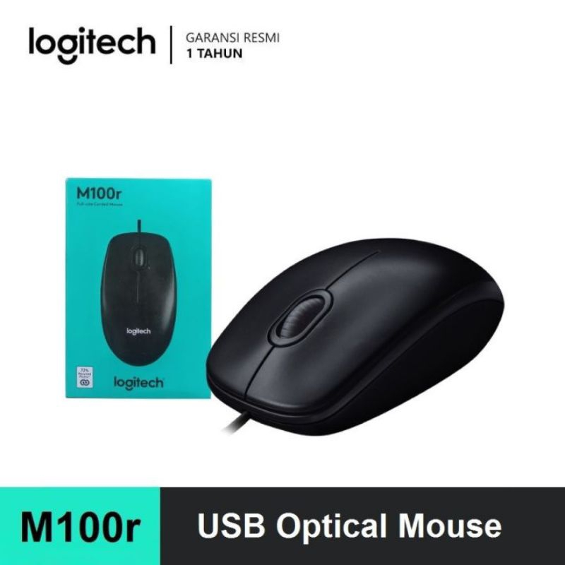 Jual Mouse Kabel USB Logitech M100R M100 B100 Black Nyaman di Tangan ...