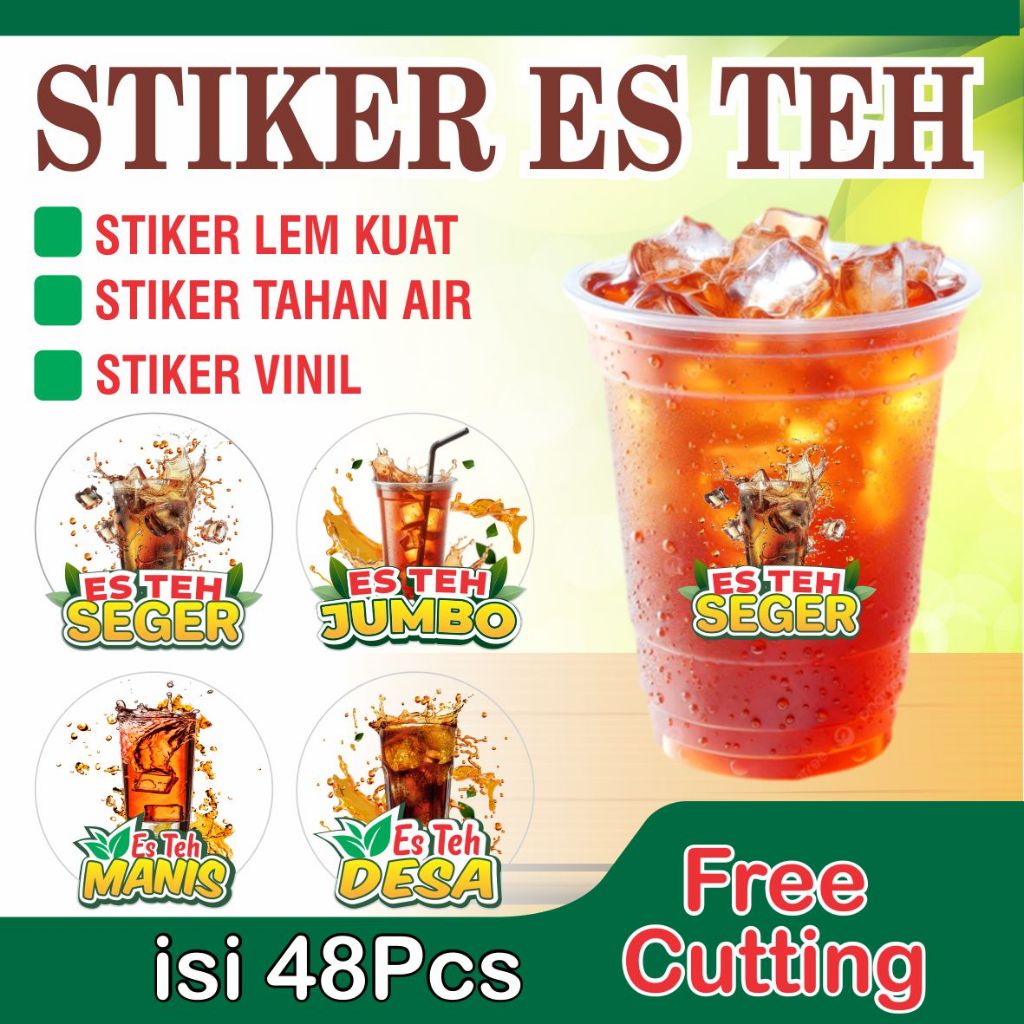 Jual STIKER ES TEH CUP STIKER CUP GELAS | Shopee Indonesia
