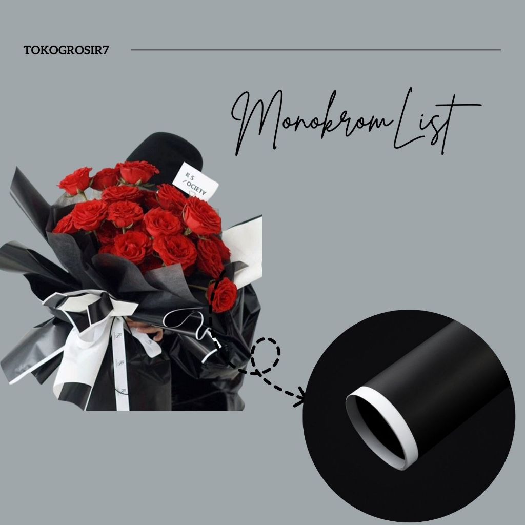 Jual KERTAS BUKET MONOKROM Black and White Frame Cellophane Flower ...