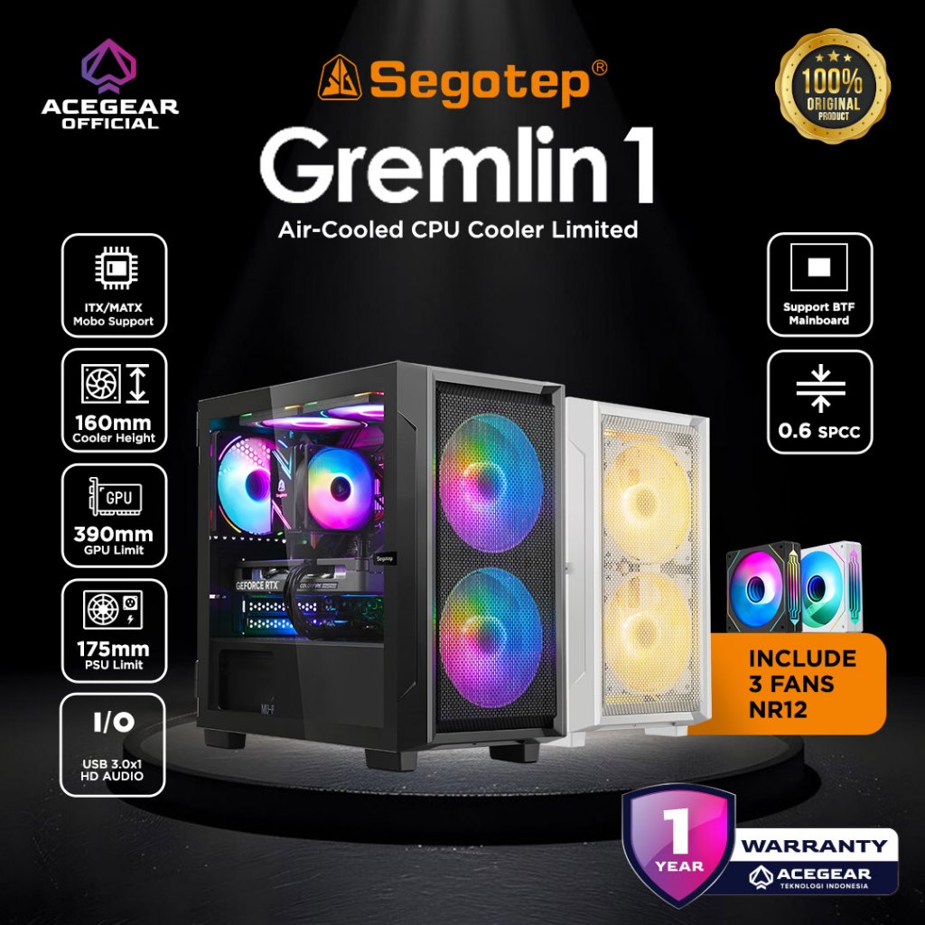 Jual SEGOTEP GREMLIN 1 Black n White (M-ATX Premium PC Case) | Shopee ...