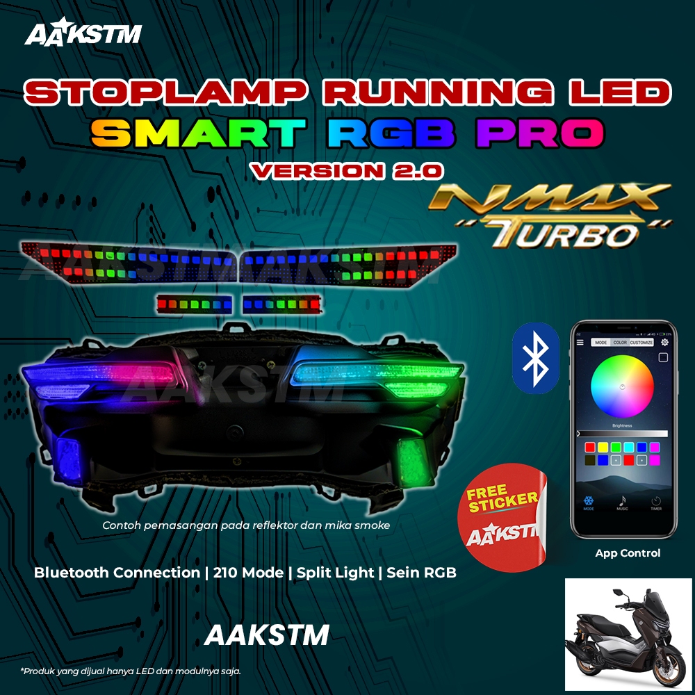 Jual Stoplamp Running V2 Nmax Turbo RGB Smart Pro Smartphone Lampu LED Rem Belakang Variasi ...