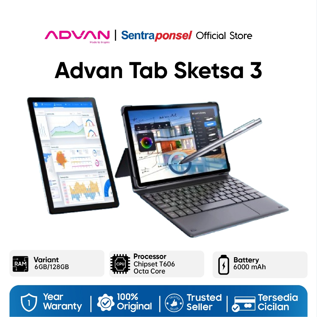 Jual Advan Tab Sketsa 3 Layar 10.1” HD IPS RAM 6GB/128GB Tiger T606 ...