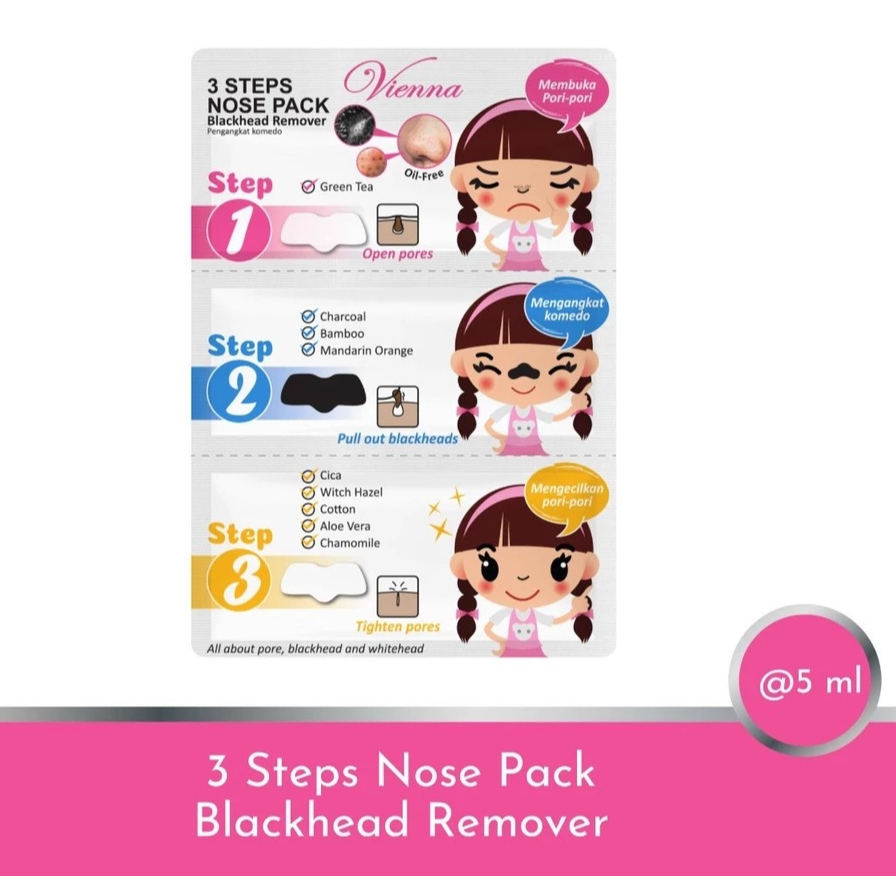 Jual VIENNA 3 STEP NOSE PACK BLACK HEAD REMOVER - SACHET | Shopee Indonesia