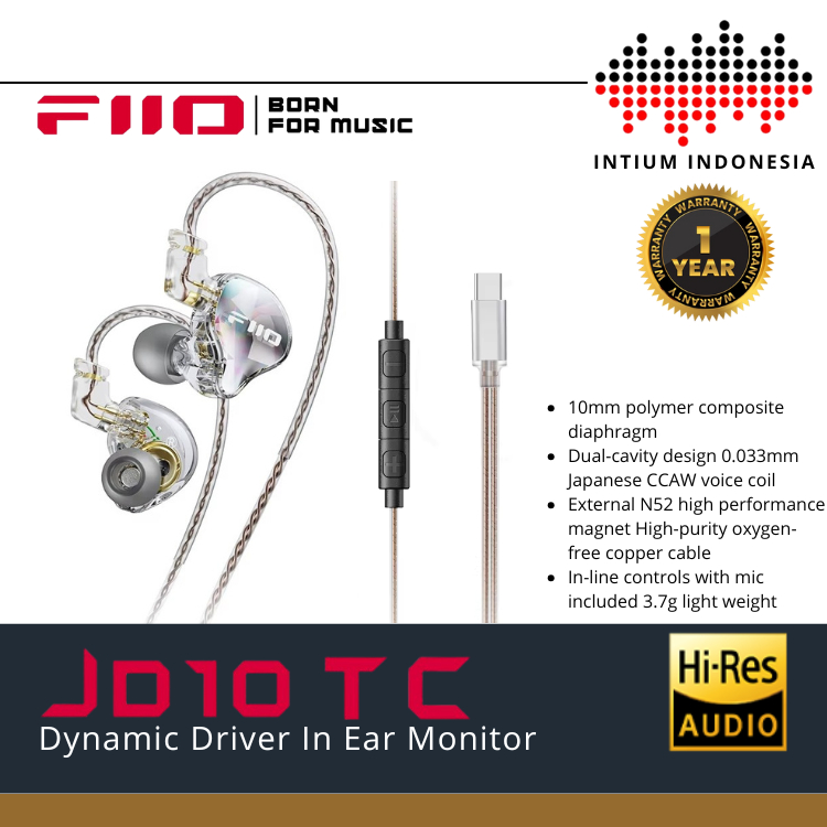 Jual FiiO JD10 TC / JD-10 TC / JD 10 TC HiFi Stereo Dynamic In Ear Monitor IEM Earphone with ...