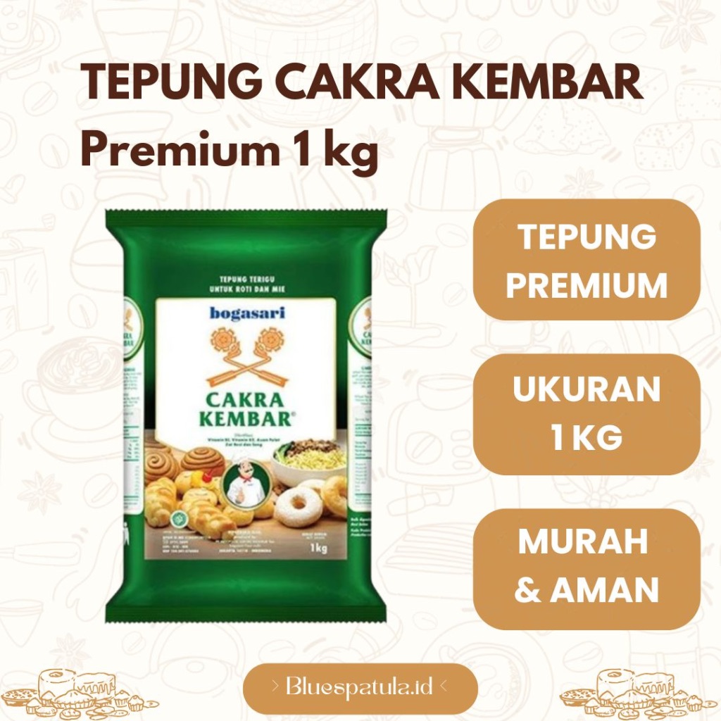 Jual Tepung Terigu Cakra Kembar Premium Bogasari 1kg | Shopee Indonesia