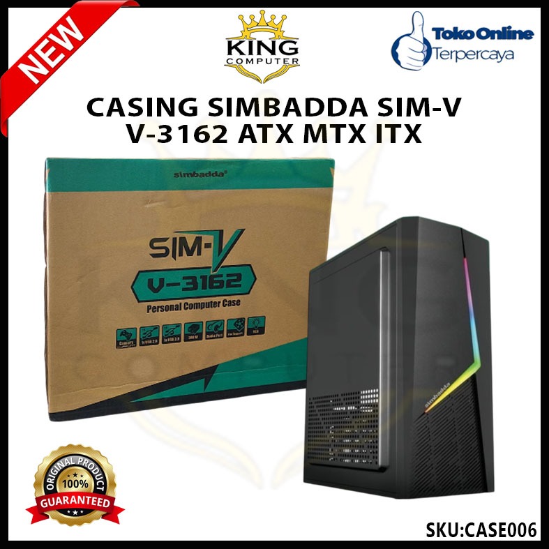 Jual CASING SIMBADDA SIM-V V-3162 RGB With 380W PSU-CASING PC CPU | Shopee Indonesia