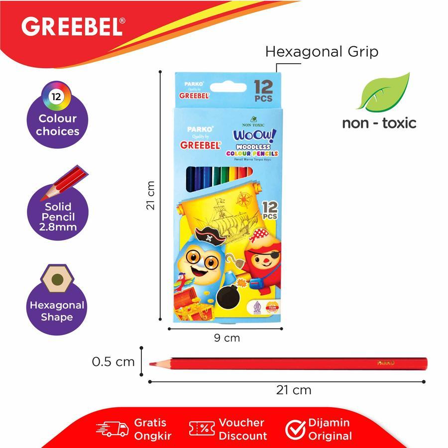 Jual Pensil Warna 12 Warna Parko By Greebel / Pensil Warna Woodless ...