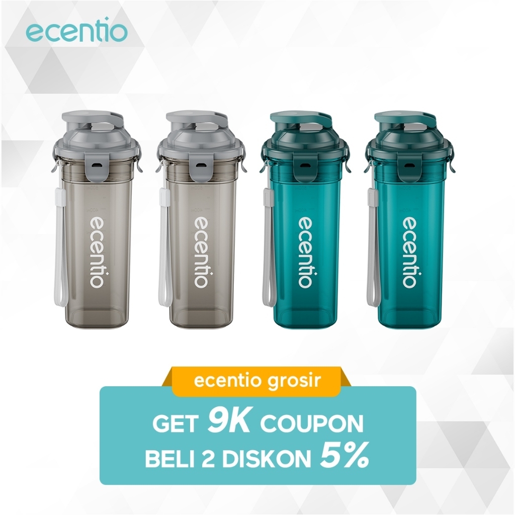 Jual [grosir] ecentio botol minum olahraga Motivasi biru navy Portable ...