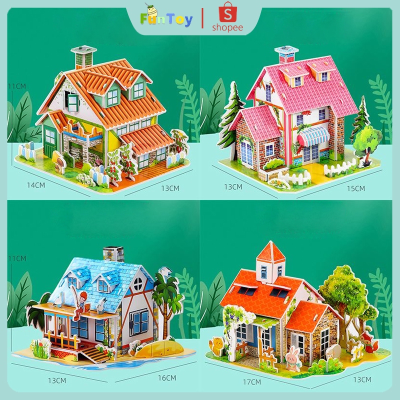 Jual FUNTOY DIY Mainan Puzzle 3D Paper HOUSE Maina Puzzle Edukasi ...