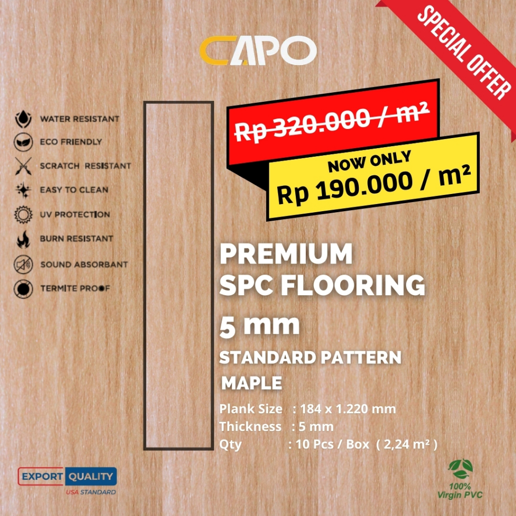 Jual Lantai SPC CAPO / LANTAI KAYU SPC Flooring 5mm premium Type ...