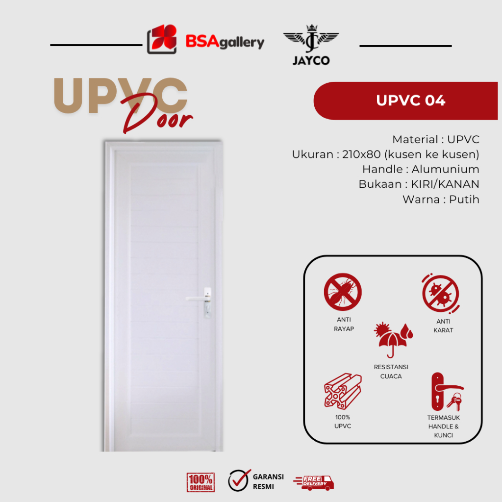 Jual PINTU UPVC KOMPLIT KUSEN KUNCI PINTU KAMAR TIDUR WC U-PVC JAYCO ...