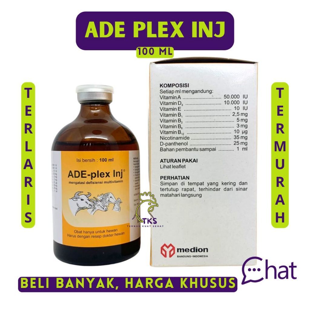 Jual ADE PLEX INJEKSI 100 ML MEDION - Multivitamin Hewan Vitamin ADE ...