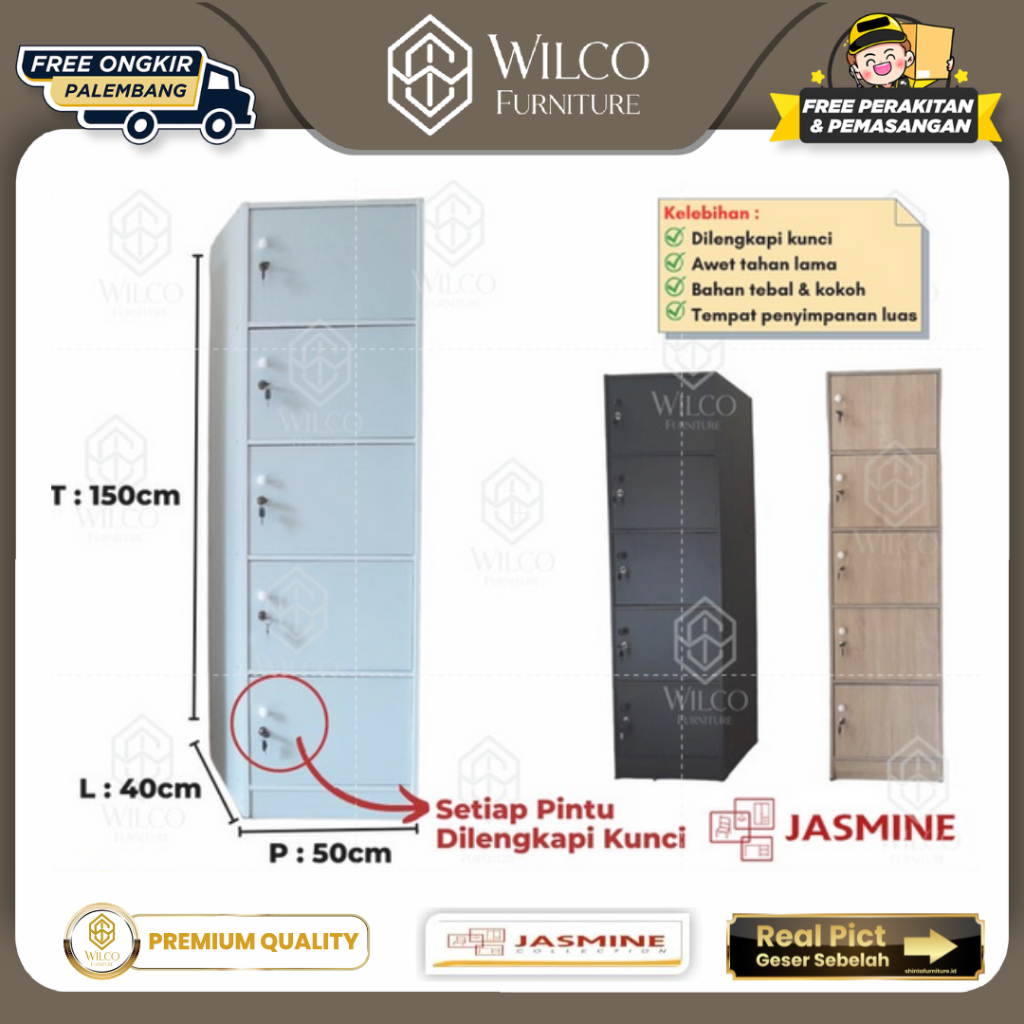Jual Loker Kayu 5 Susun Full Kunci Jasmine / Locker 5 Tingkat Hitam PLG | Shopee Indonesia