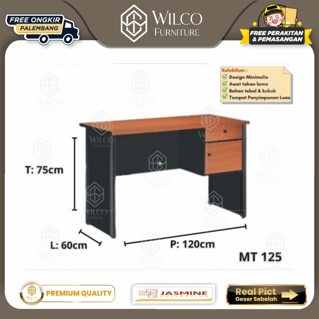 Jual Meja Tulis 1/2 Biro MT 125 Jasmine | Meja Kantor Jasmine | Meja ...