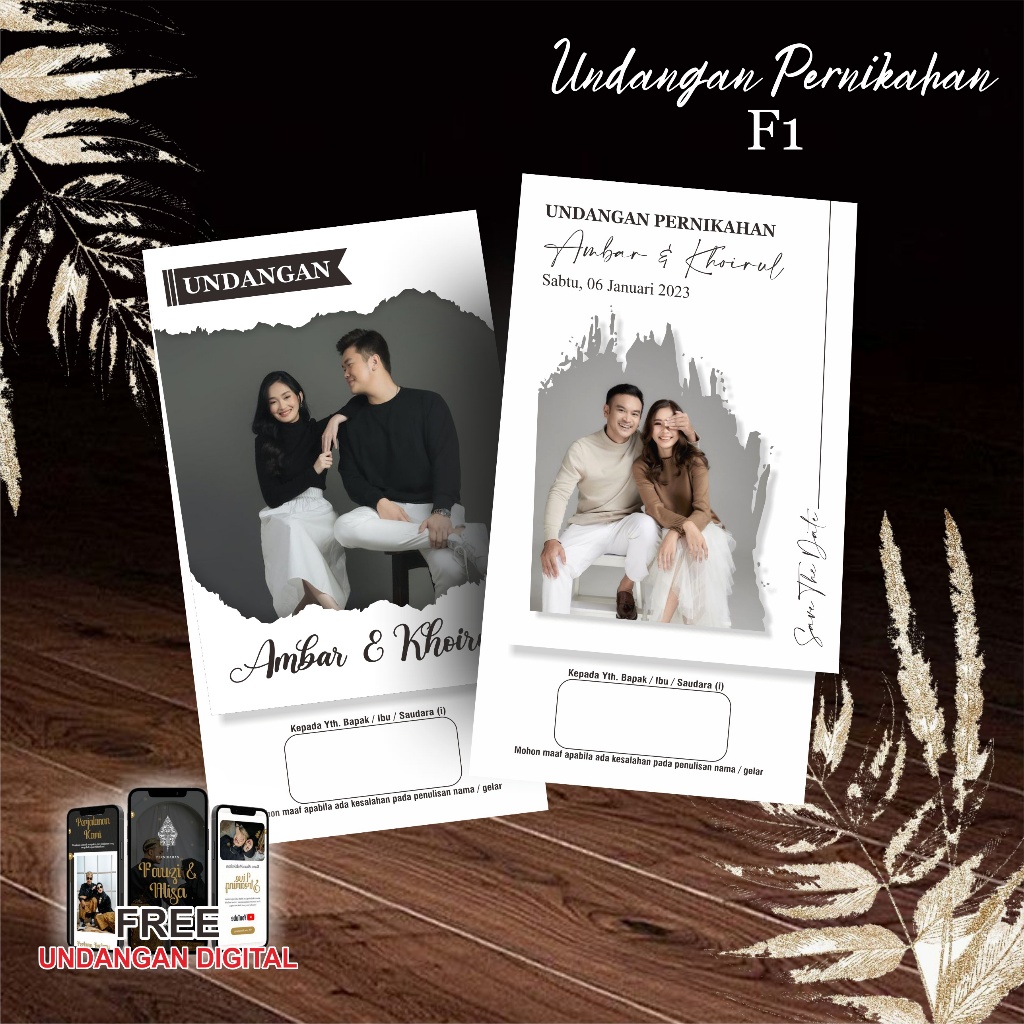 Jual Undangan Pernikahan Aesthetic Simple Elegan - UDL F1 Bisa COD ...