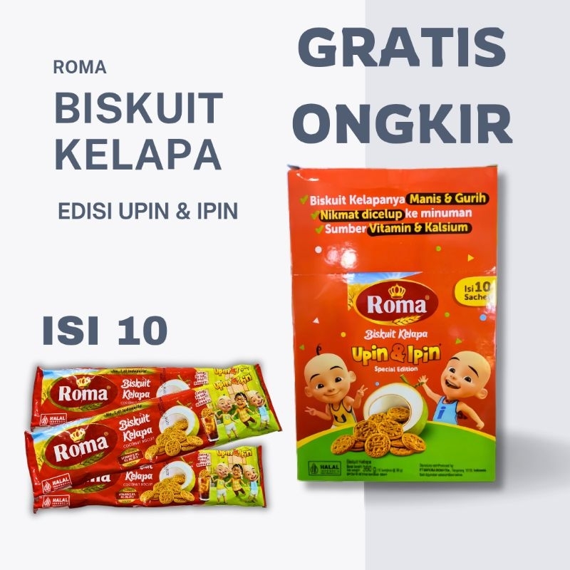 Jual Roma Biskuit Kelapa Upin & Ipin Sachet Isi 10 Coconut - Snack ...