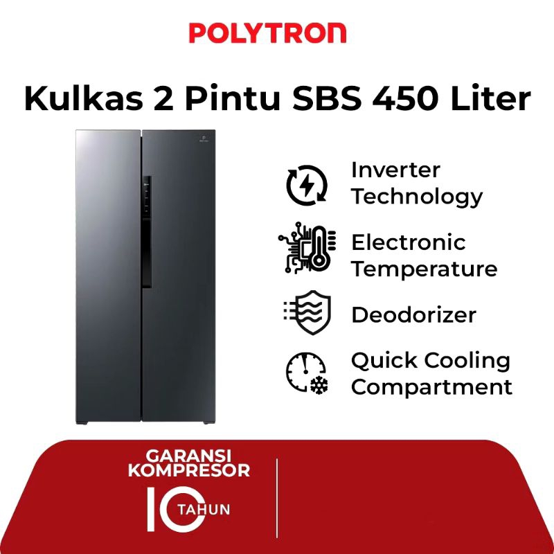 Jual POLYTRON Kulkas 2 Pintu Side By Side Inverter 460 Liter PRS-460B ...