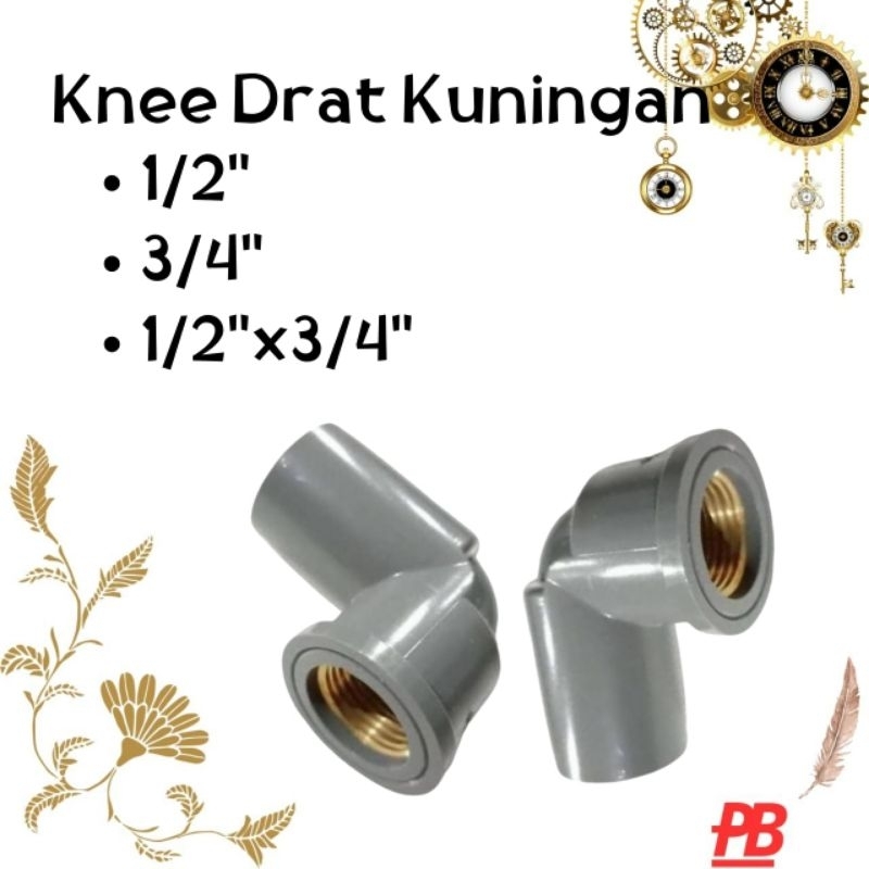 Jual Knee Drat Kuningan / Knee Pvc Drat Dalam Kuningan 1/2" 3/4" 1/2x3/4" RUSH | Shopee Indonesia