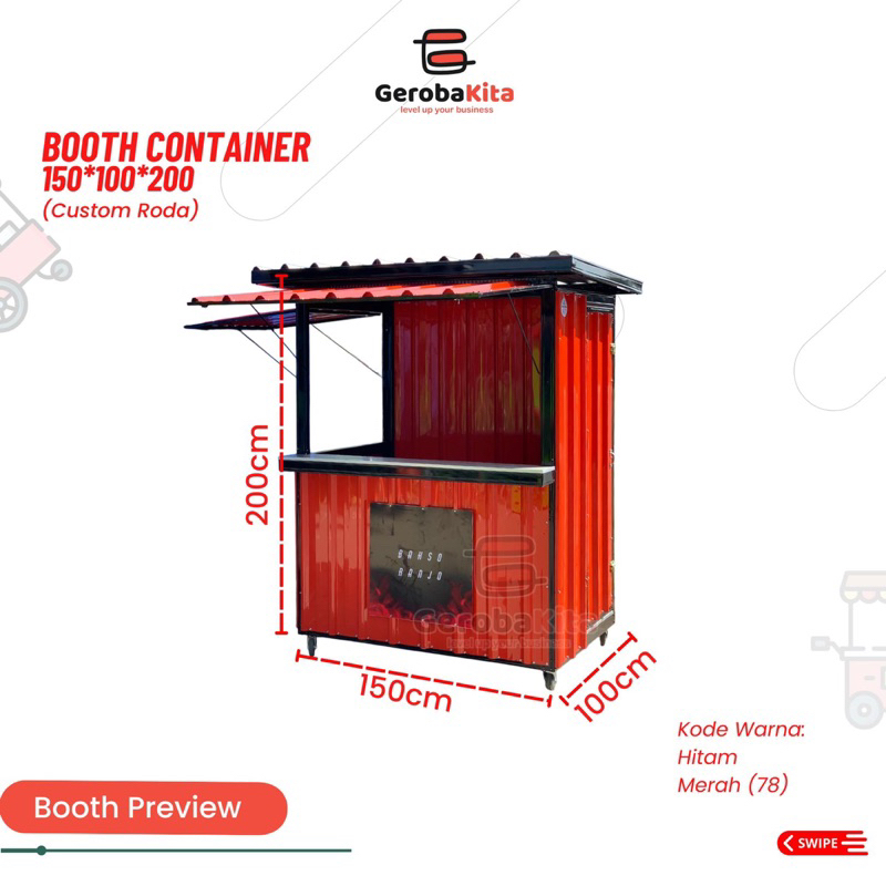 Jual Booth Container Ukuran 150x100x200 (Custom Roda) | Shopee Indonesia