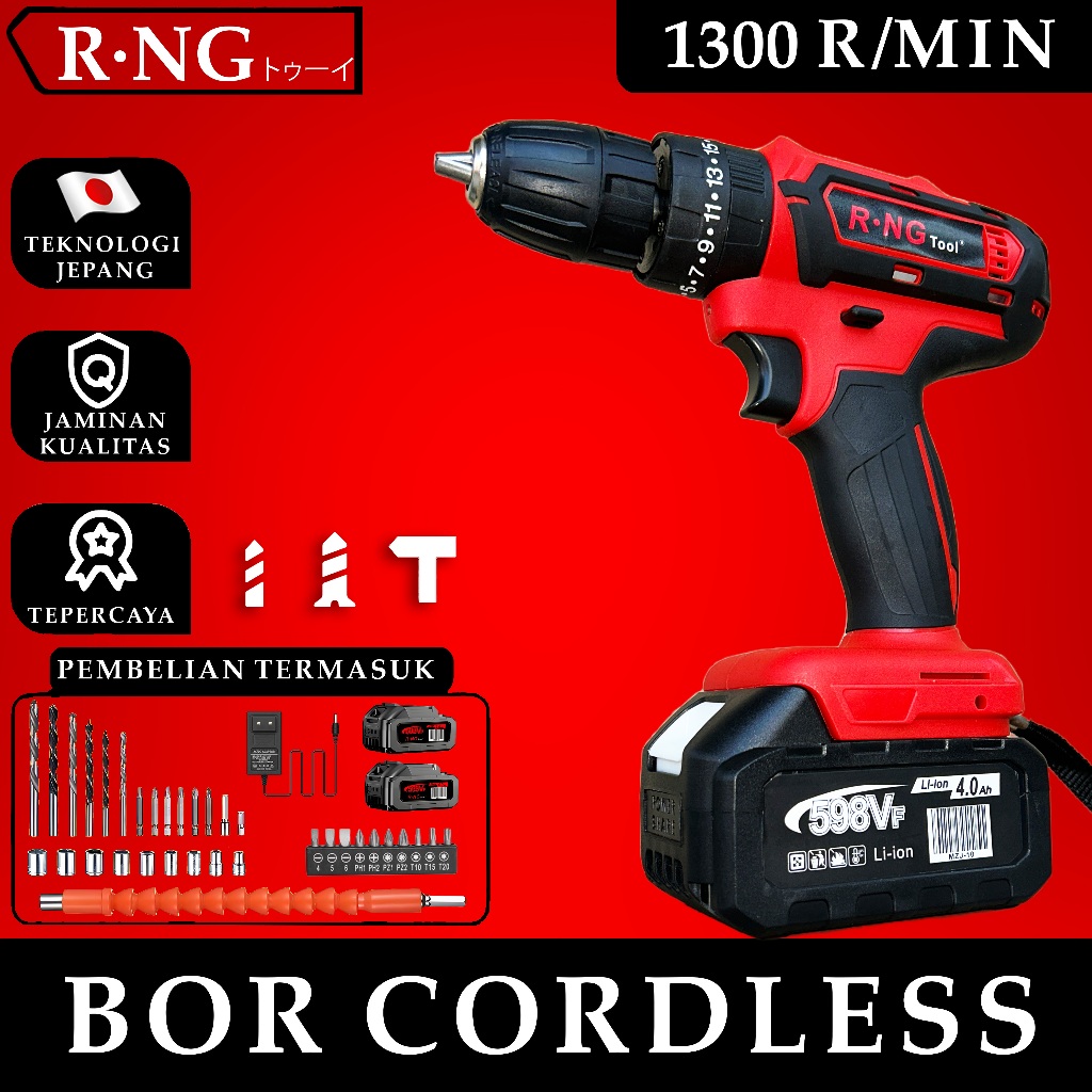 Jual 【🇯🇵 dibuat di Jepang】1300 R/min 598V bor cordless bor impact ...