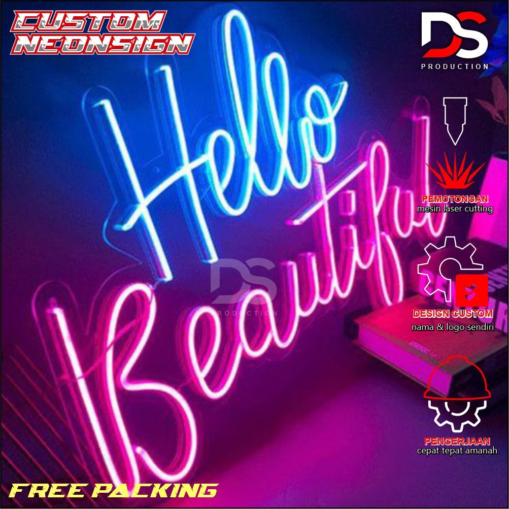 Jual PAKET 9HURUF NEONSIGN CUSTOM LAMPU LED HURUF/NAMA CUTTING AKRILIK ...