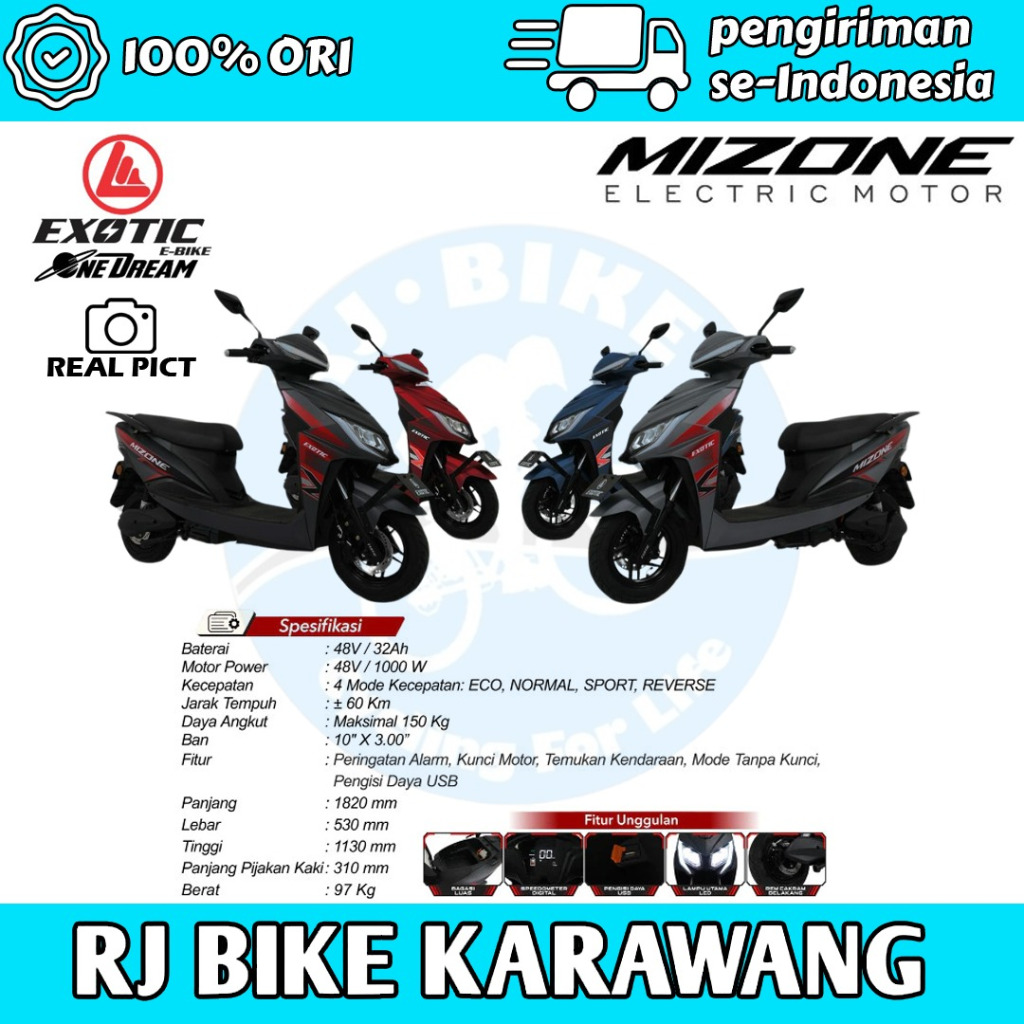 Jual SEPEDA MOTOR LISTRIK EXOTIC MIZONE 10 X 3.0 | Shopee Indonesia