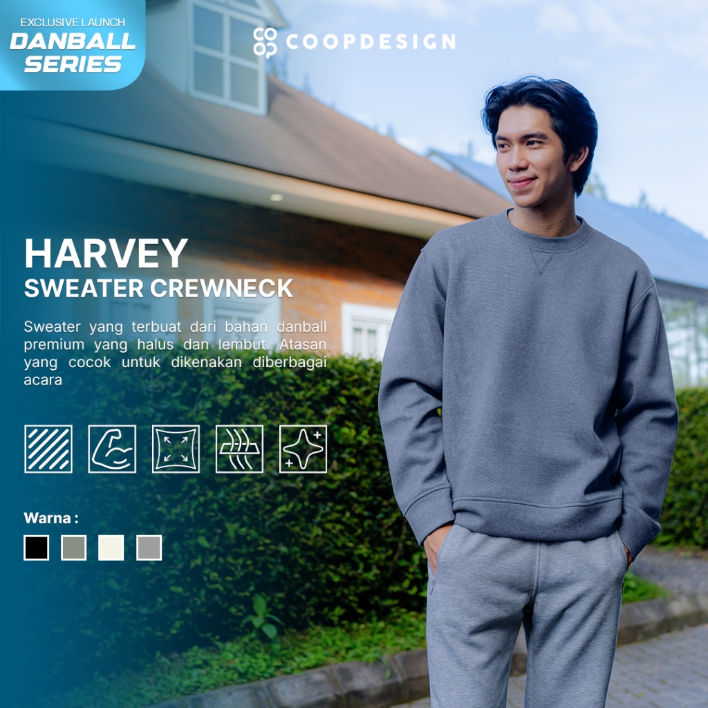 Jual Coop Design - Harvey Sweater Crewneck Polos Oversized Danball Pria ...