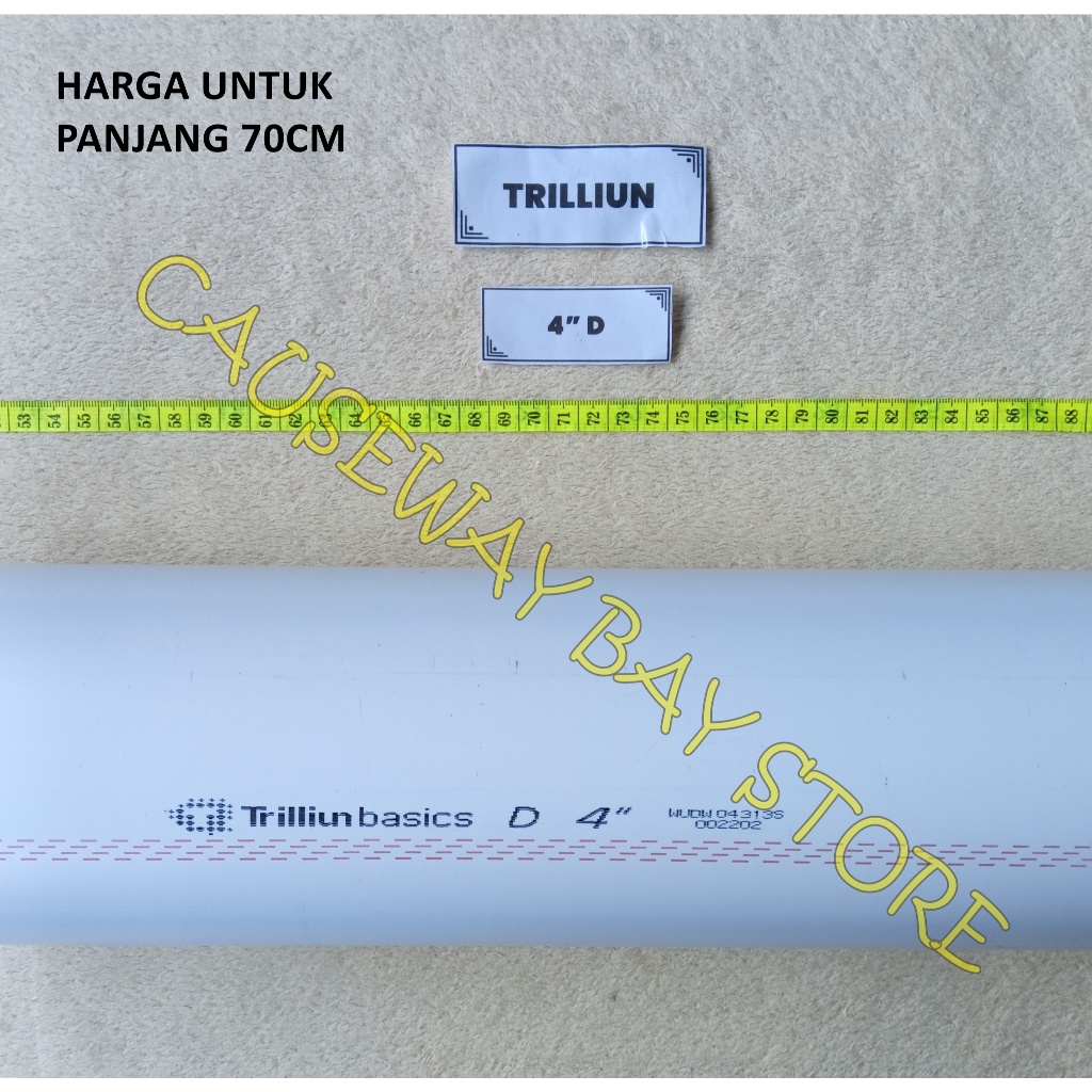 Jual PIPA PVC 4" D PANJANG 70CM TRILLIUN | Shopee Indonesia