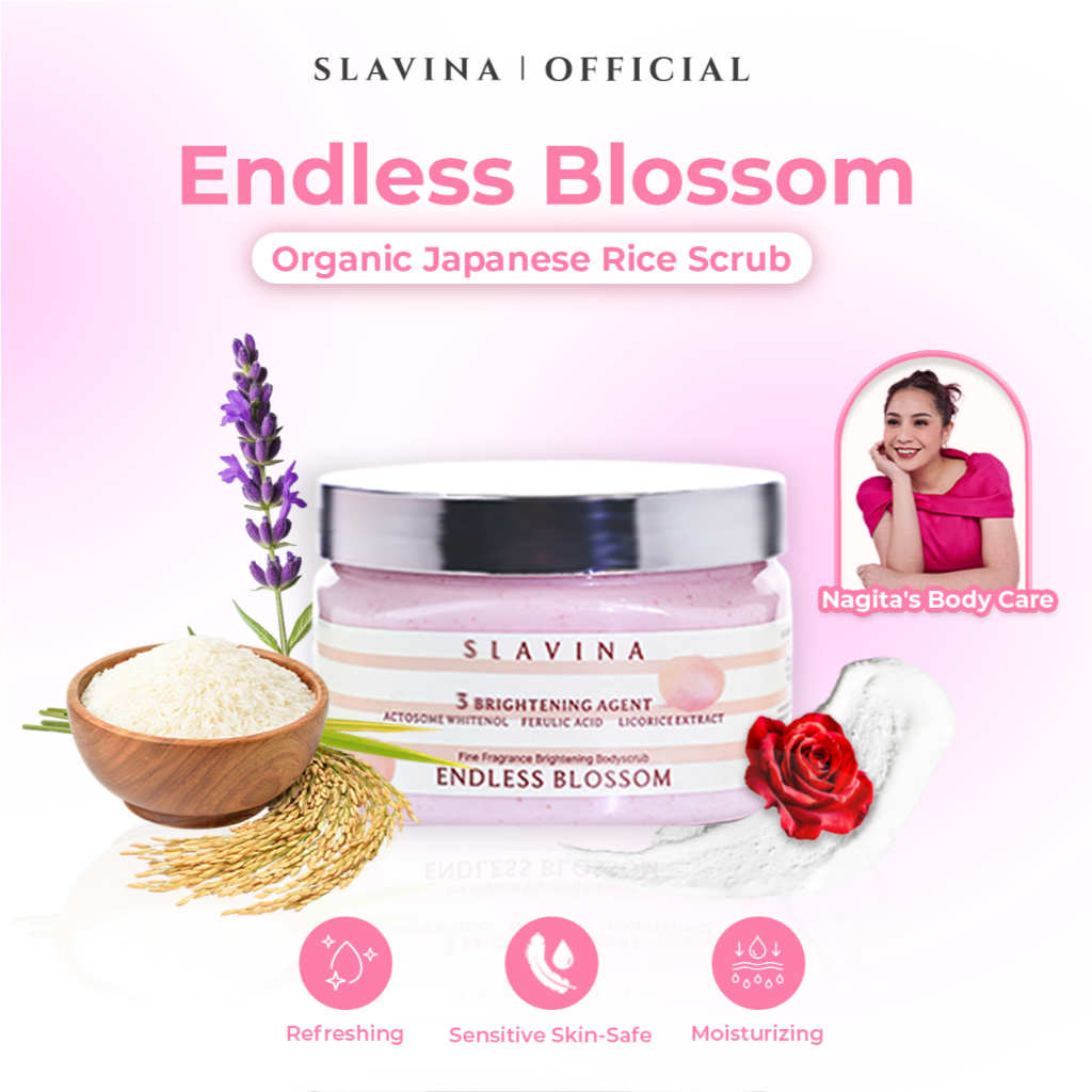 Jual SLAVINA Organic Rice Body Scrub Endless Blossom scrub lulur ...