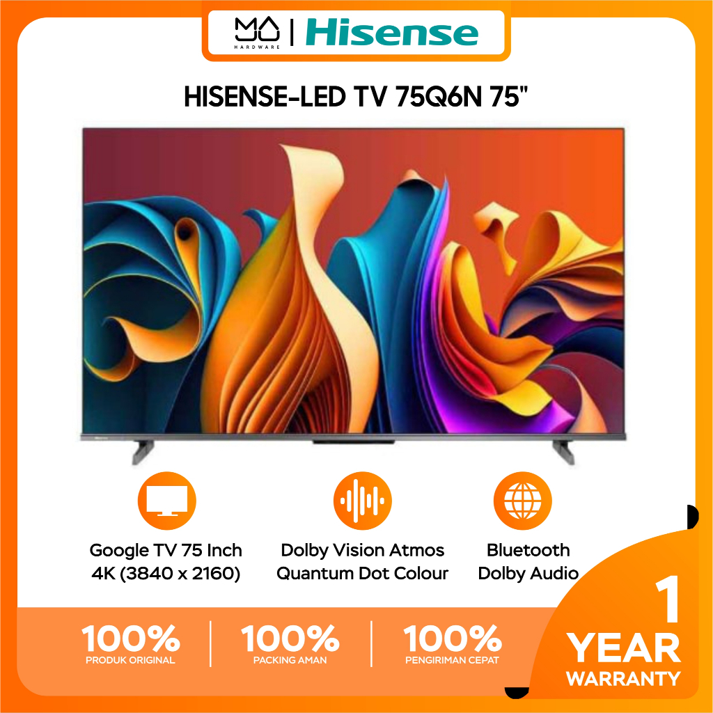 Jual Hisense 75Q6N 75" Inch QLED Quantum Dot Google Smart TV Bezelles ...