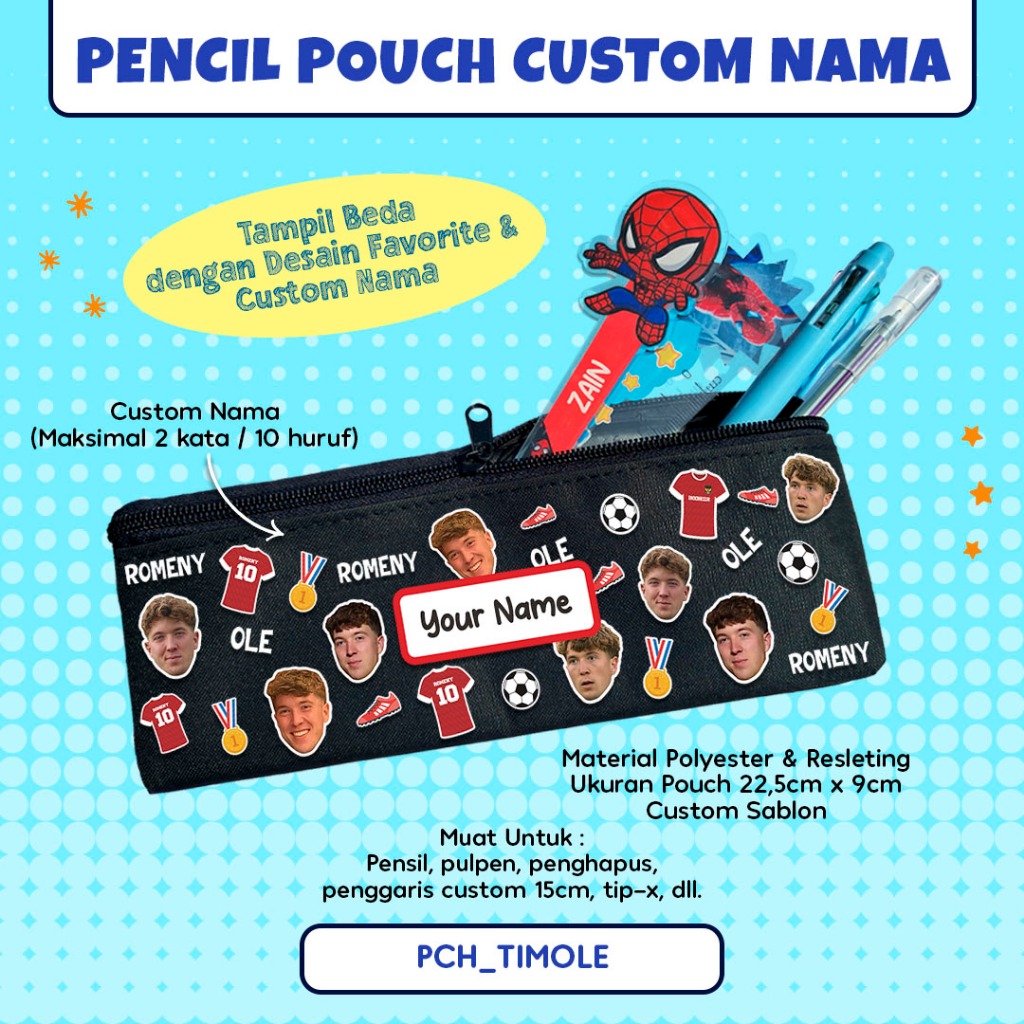 Jual Pencil Pouch Custom / Tempat Pensil Bisa Pakai Nama Desain Tema ...