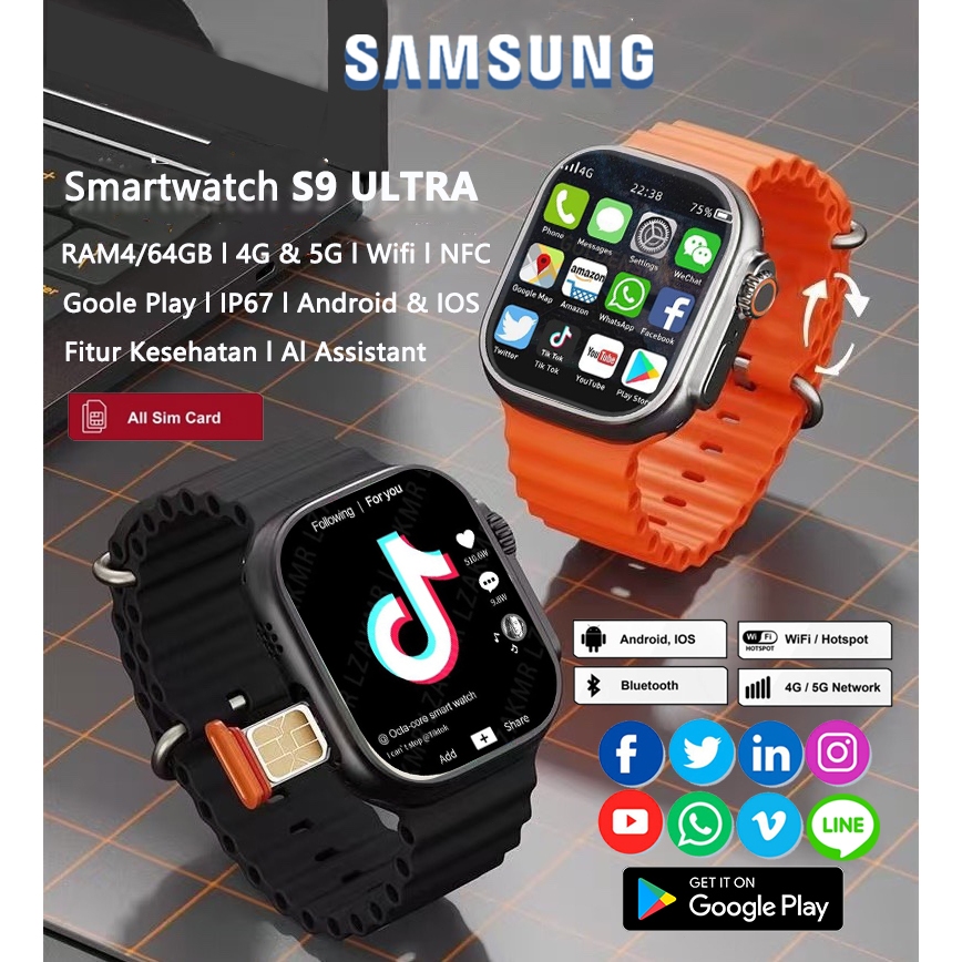 Jual [4G 5G Sim card] Samsung Smartwatch S9 ULTRA 4G & 5G | RAM 4 ...