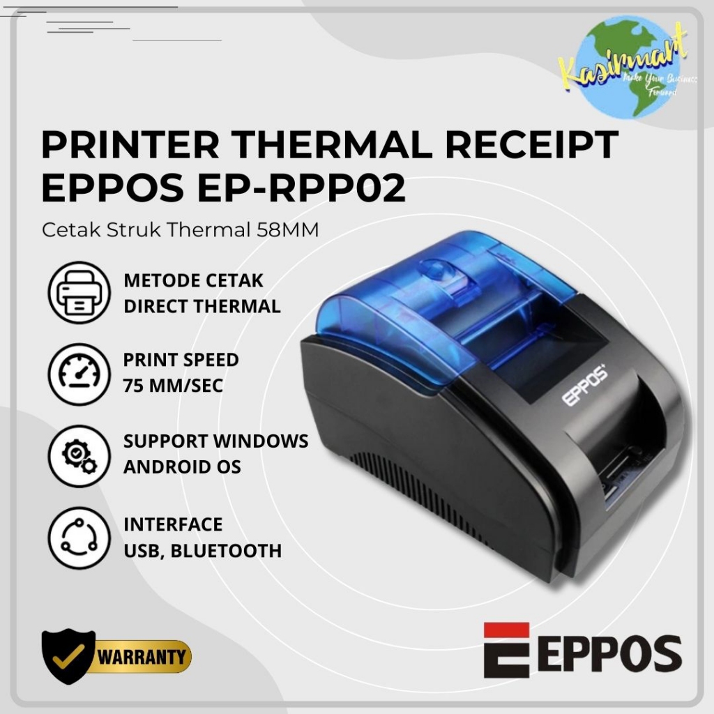 Jual Printer Kasir Bluetooth Eppos EP-RPP02 Printer Bluetooth Thermal 58mm RPP02N Support USB ...